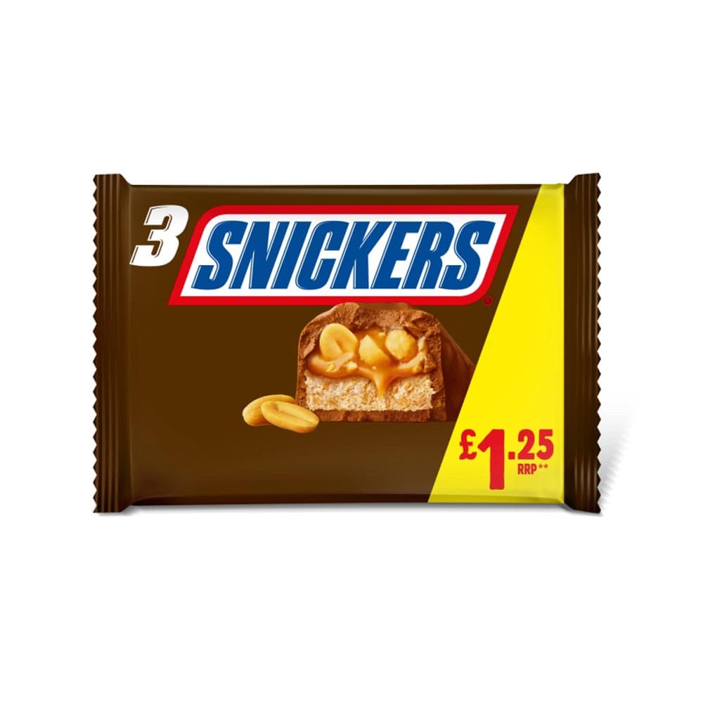 Snickers Caramel, Nougat, Peanuts & Milk Chocolate Bars Multipack £1.25 ...