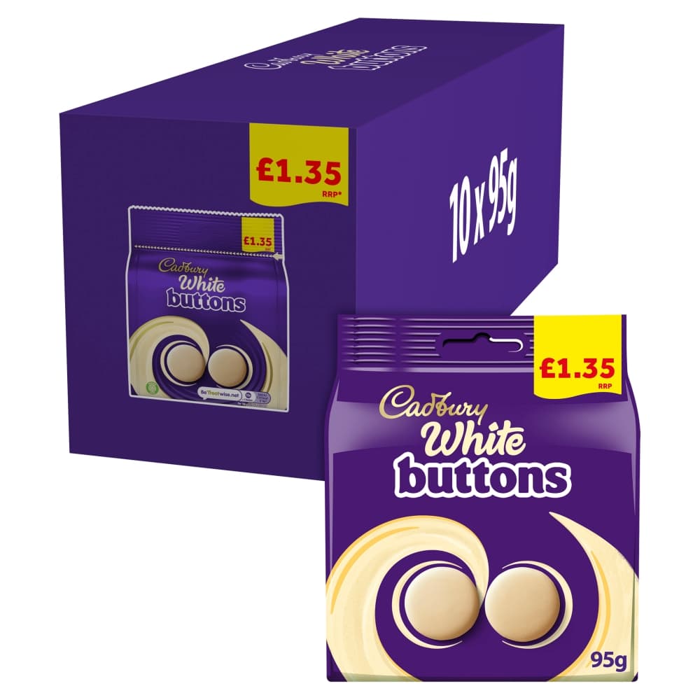 Cadbury White Buttons Chocolate Bag 95g £1.35 PMP