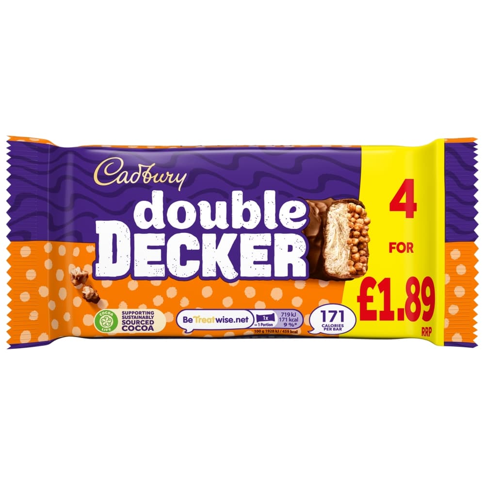 Cadbury Double Decker Chocolate Bar 4 Pack Multipack 149.2g £1.89 PMP