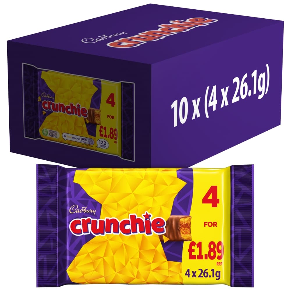 Cadbury Crunchie Chocolate Bar 4 Pack Multipack 104.4g £1.89 PMP
